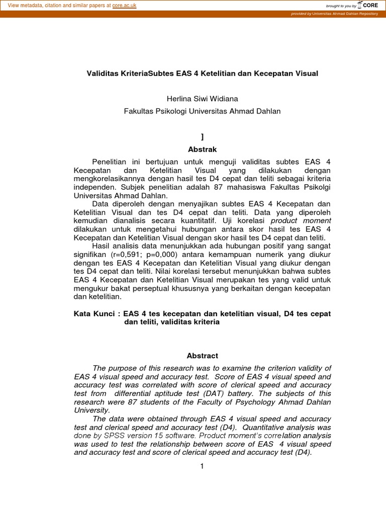 Validitas Subtes EAS 4 Visual | PDF