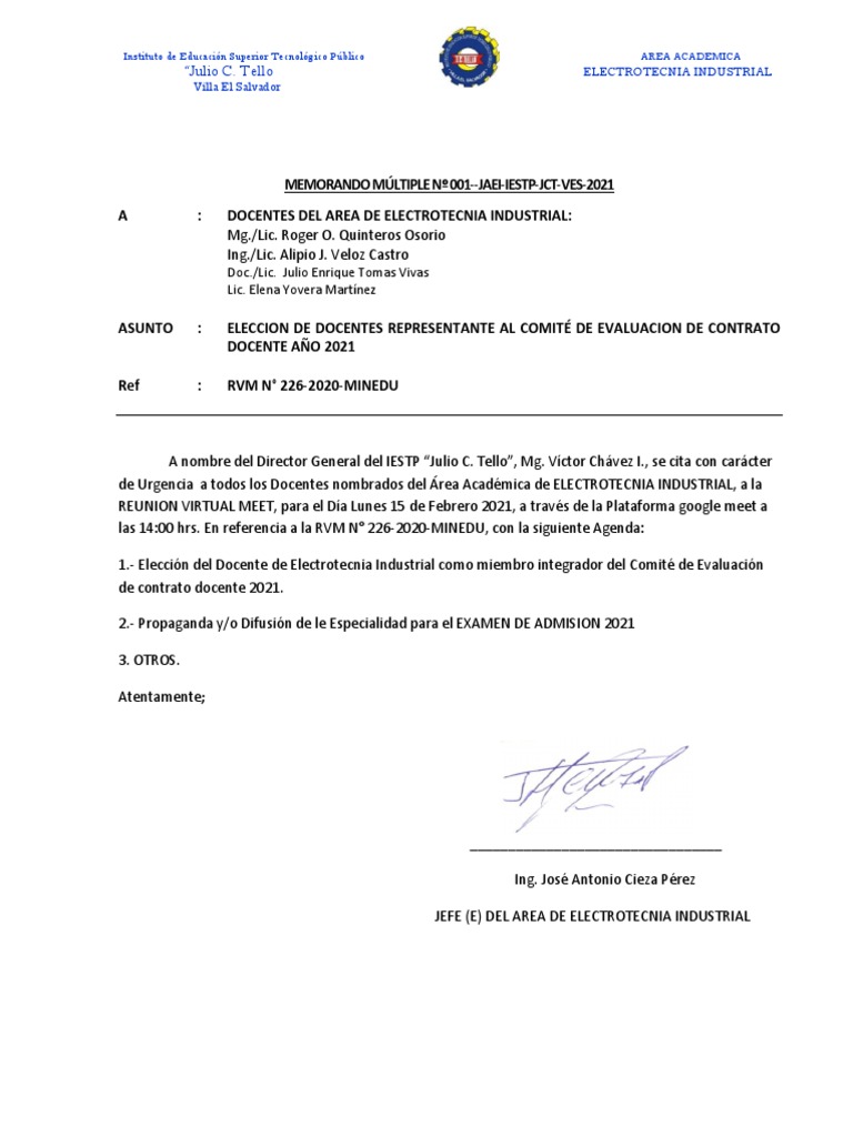 Memorando Múltiple #001 | PDF