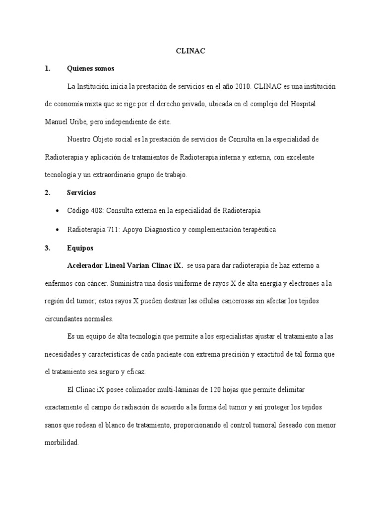 CLINAC | PDF | Terapia de radiación | Medicina CLINICA