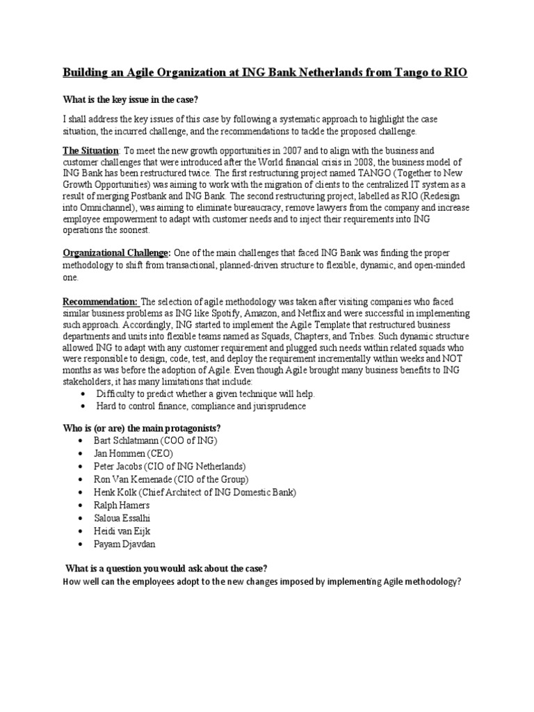 Transitioning to an Agile Organization: ING Bank Netherlands' Shift ...