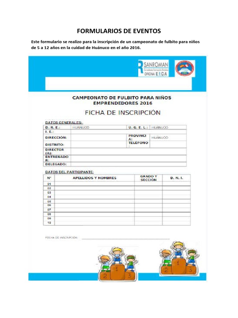 Formularios de Eventos | PDF