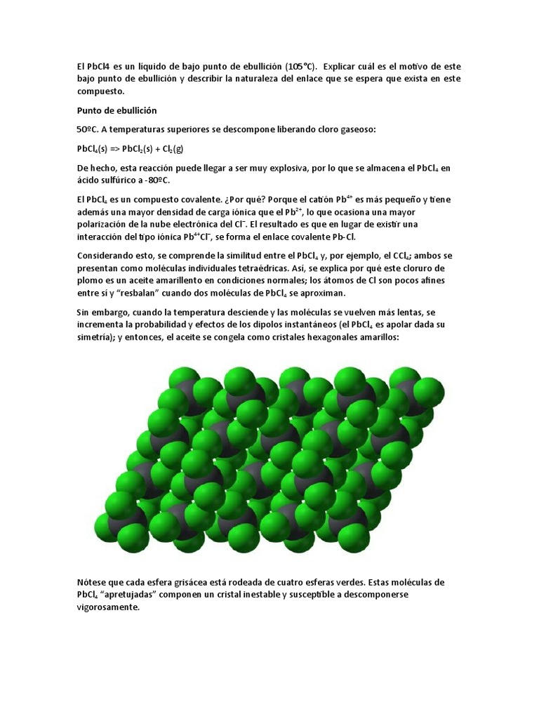 PbCl4: Enlace Covalente y Propiedades | PDF