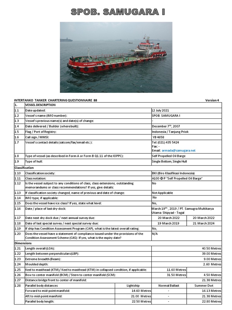 0 - Q 88 Spob. Samugara I - 2021 | PDF | Tonnage | Ships