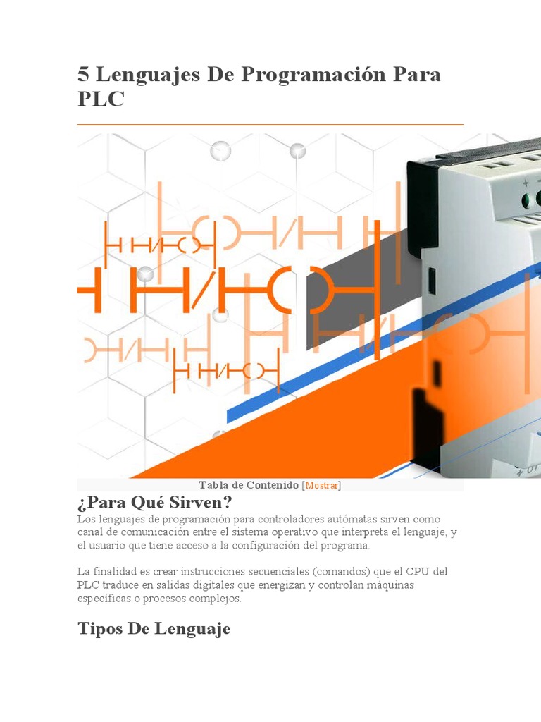 5 Lenguajes de Programación para PLC | PDF | Lenguaje de programación ...