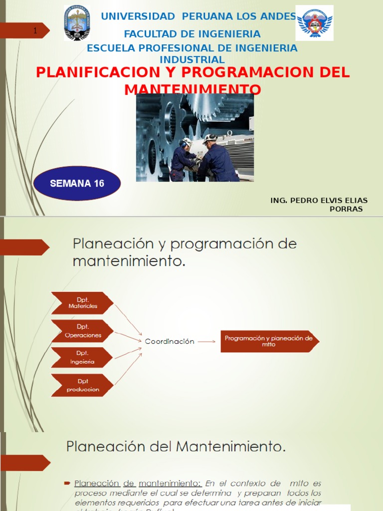 Semana 16 Planificacion Y Programacion Del Mantenimiento Pdf