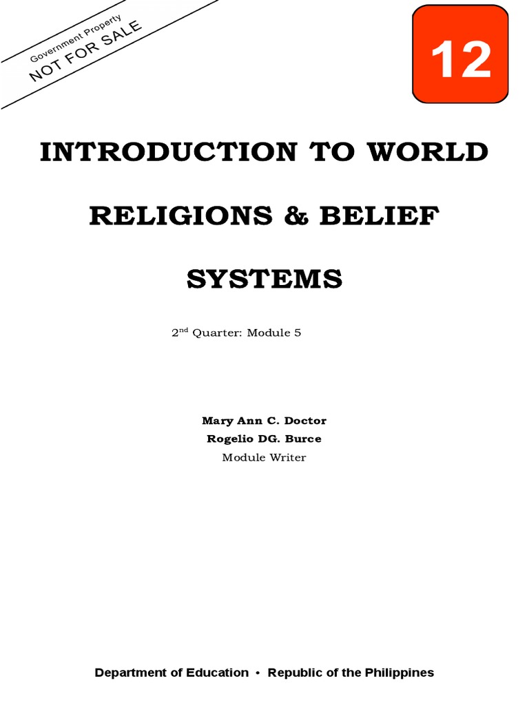 Introduction To World Religions & Belief Systems: 2 Quarter: Module 5 ...