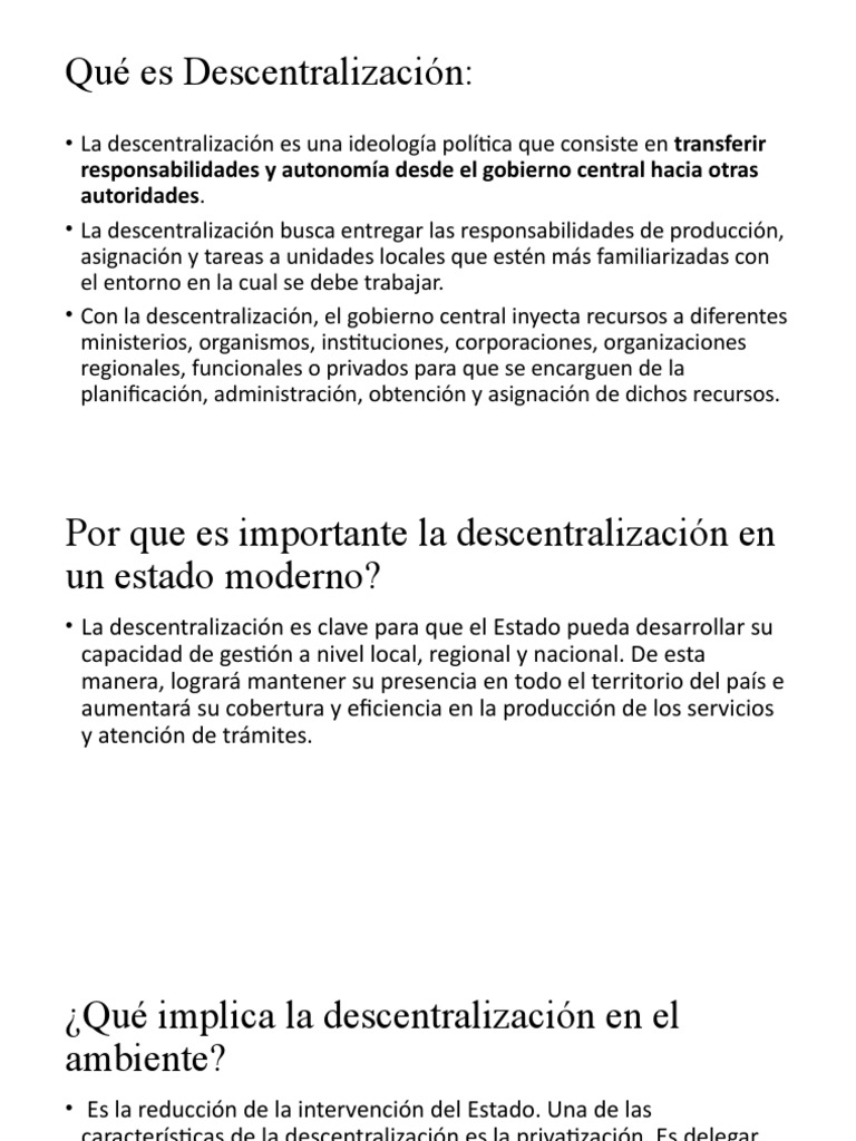 Qué Es Descentralización | PDF