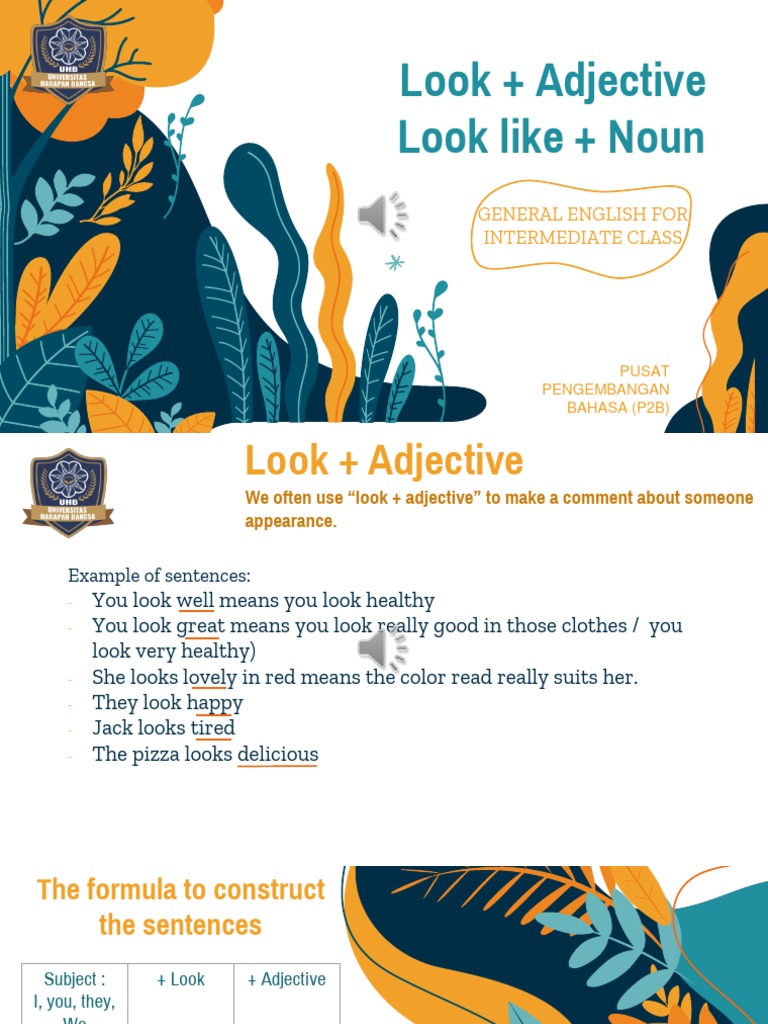 Look + Adjective Look Like + Noun: General English For Intermediate ...
