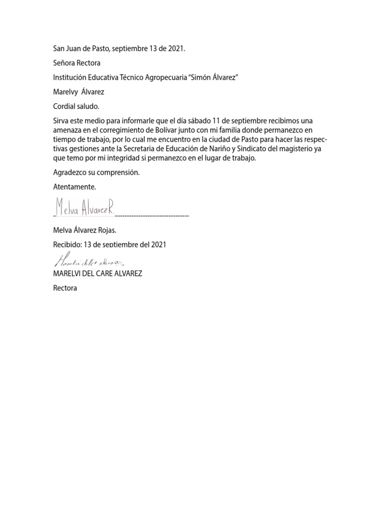 Oficio Rectora Con Recibido | PDF