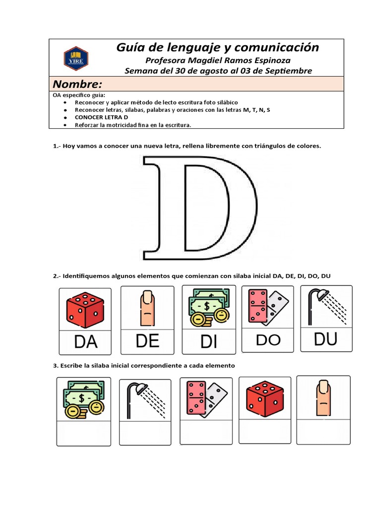 Guía Foto Silabico Letra D | PDF