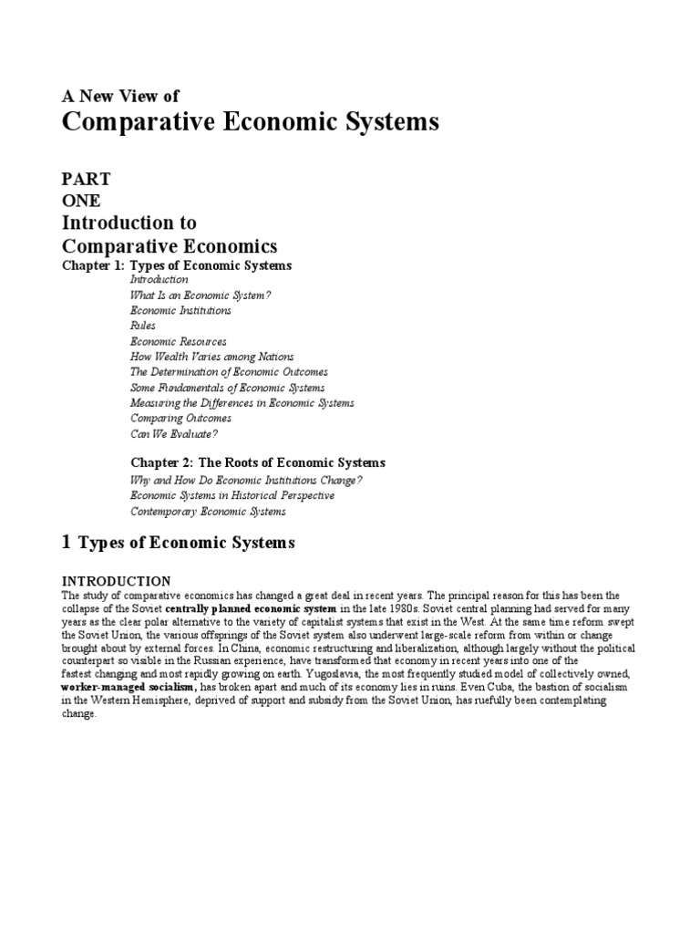 Comparative Economic Systems: Introduction To Comparative Economics ...