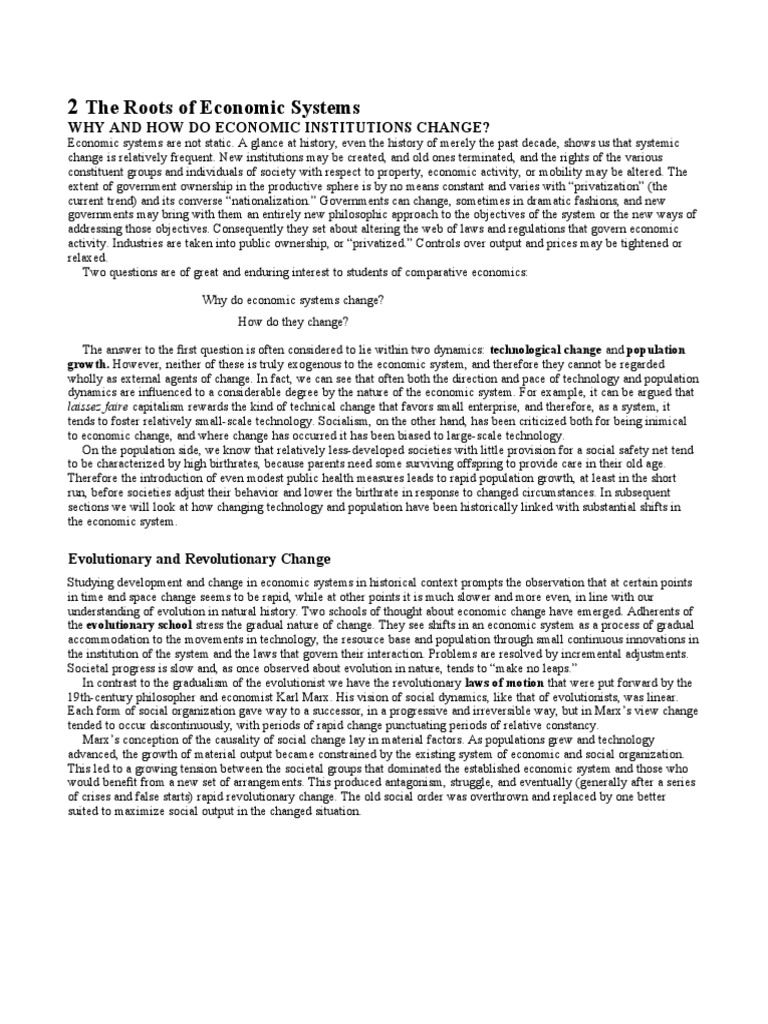 The Roots of Economic Systems: Why and How Do Economic Institutions ...