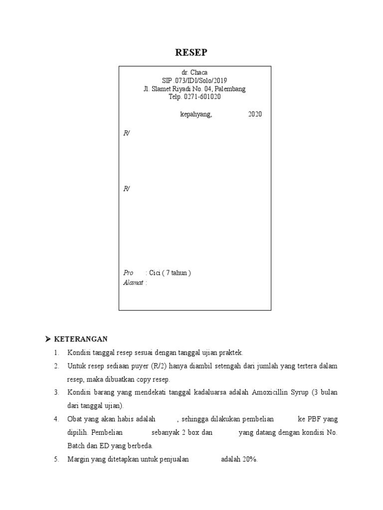 Contoh Resep Obat Puyer dan Injeksi | PDF