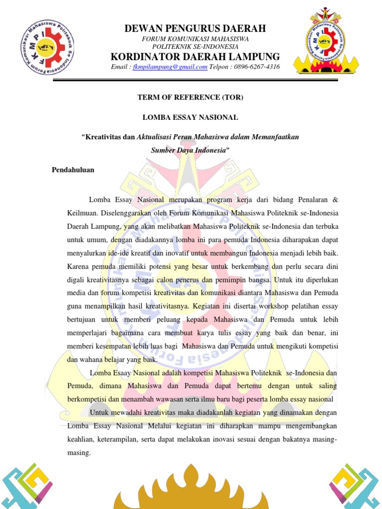 TOR Lomba Essay Nasional-1-Dikonversi | PDF