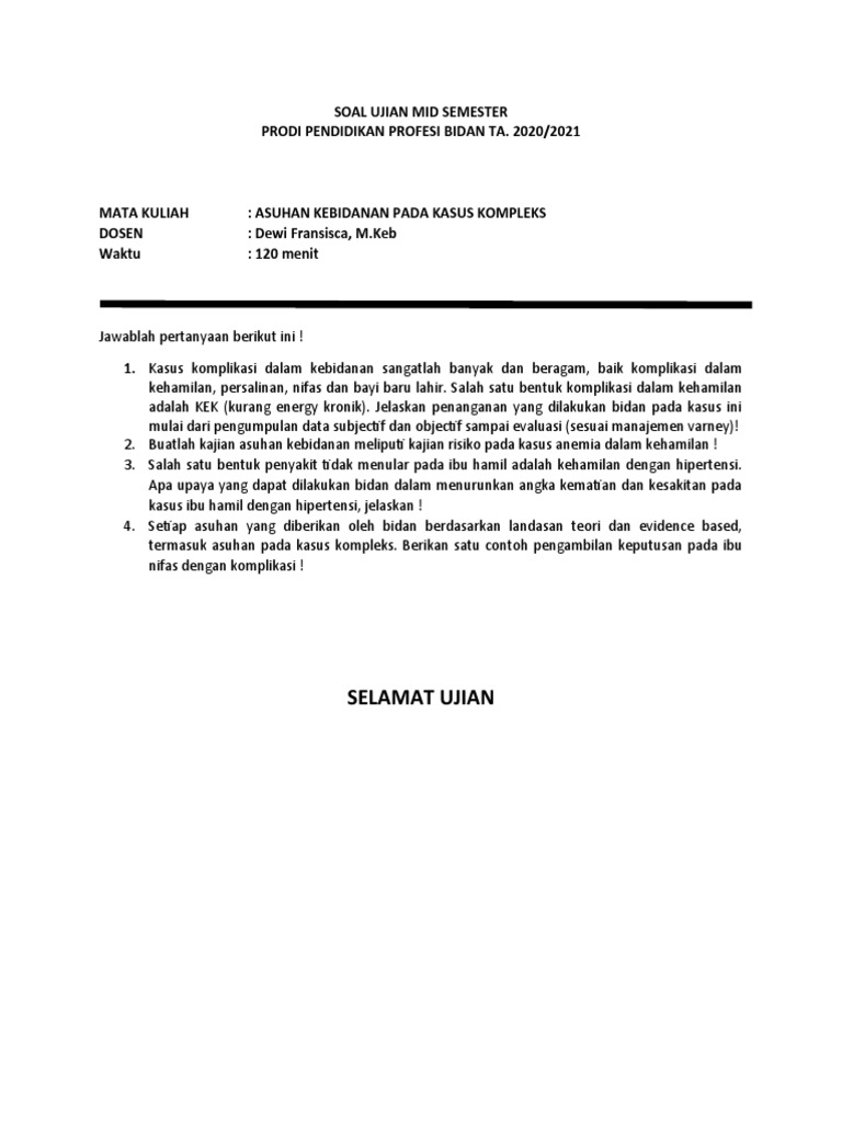 Soal Ujian Mid Semester | PDF