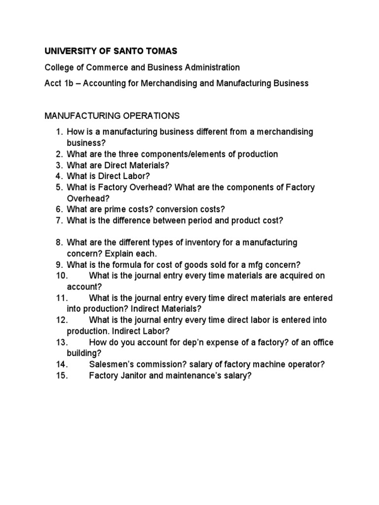 6 Manufacturing Operations | PDF