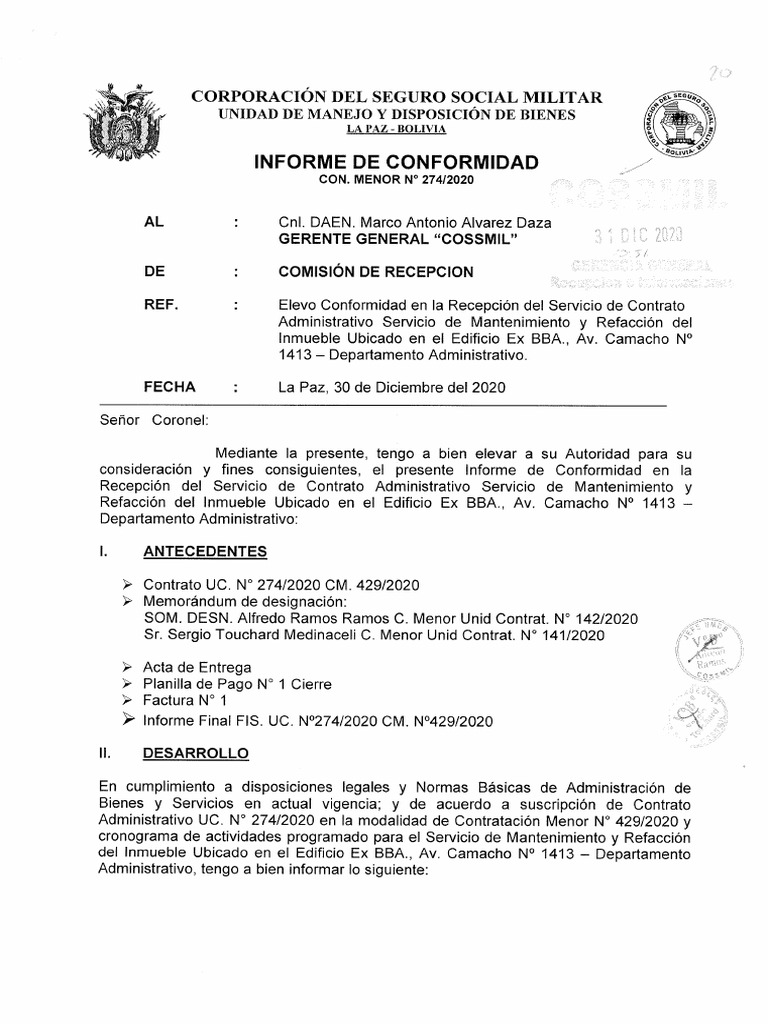 Informe Final Cossmil Prado | PDF