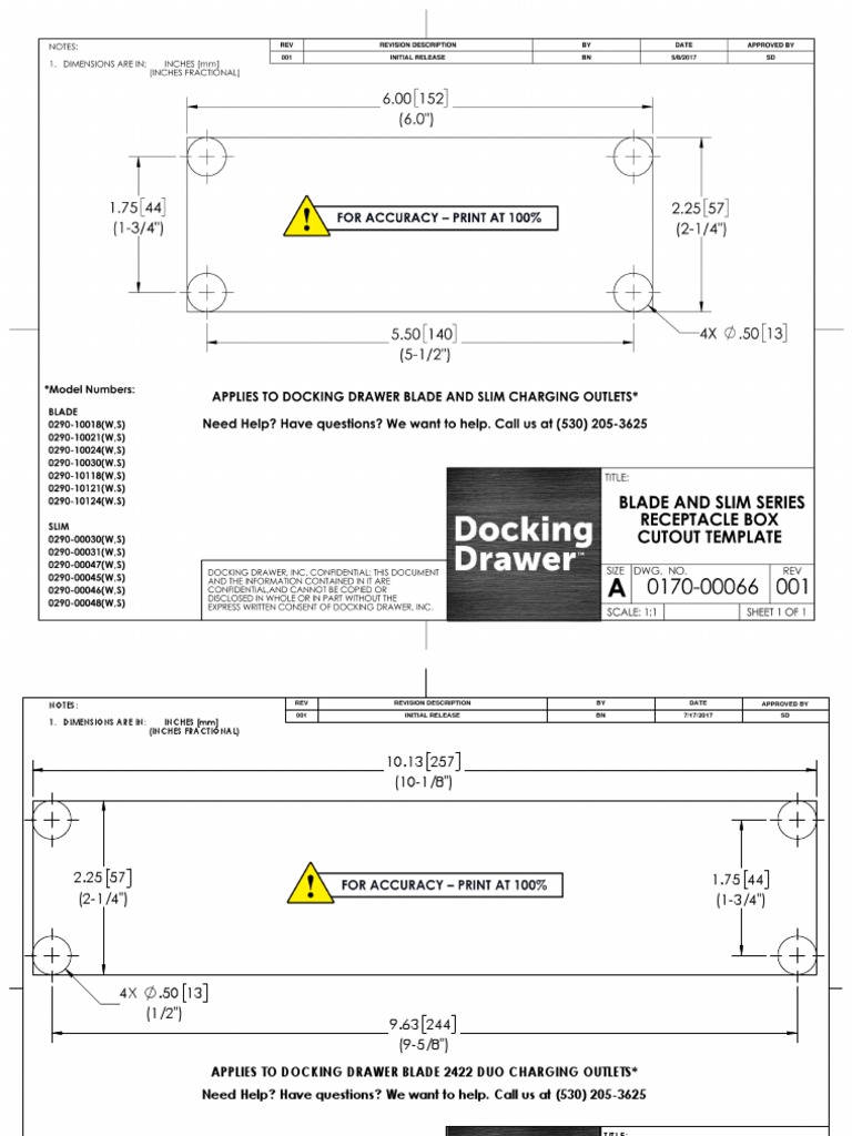 Docking Drawer Cutout Templates | PDF