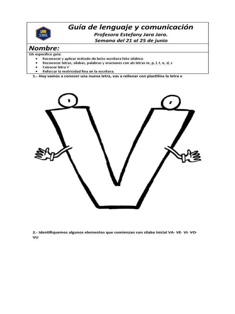 Guía Foto Silabico Letra V | PDF