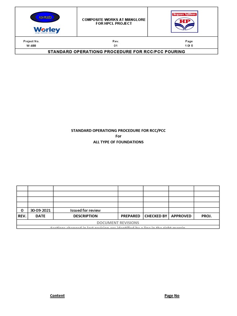 Procedure For RCC - PCC Works | PDF | Concrete | Economic Sectors