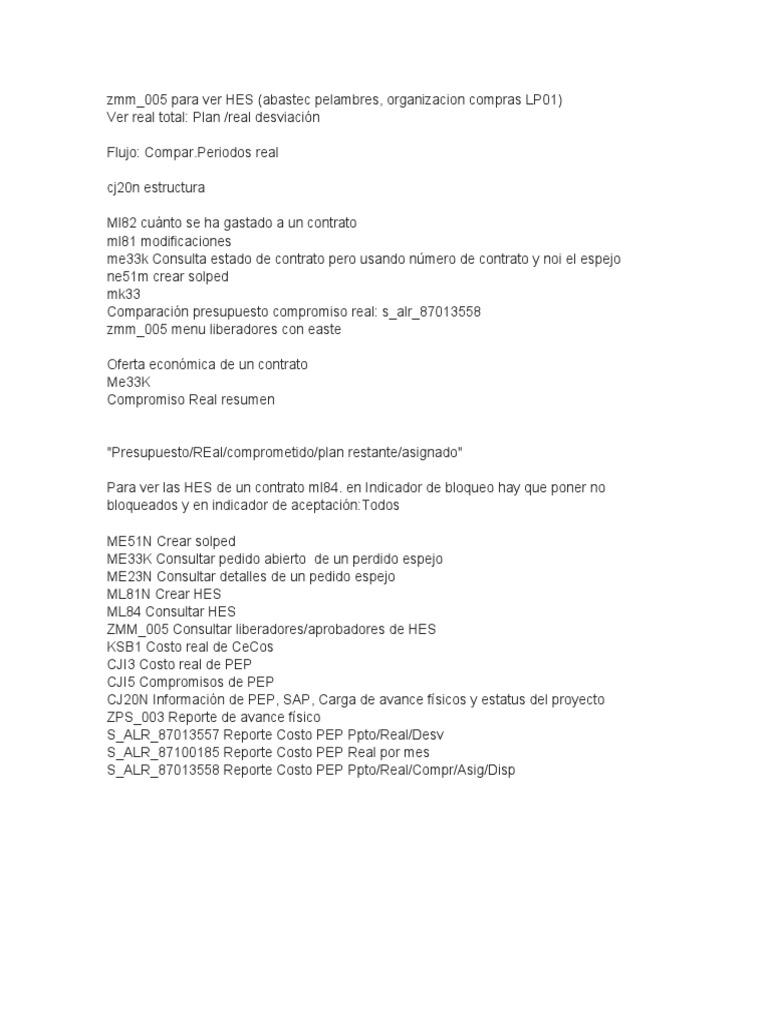 Comandos SAP | PDF