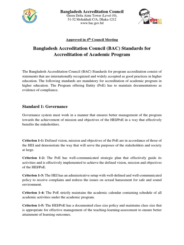 BAC Accreditation Standards Overview | PDF | Educational Assessment ...
