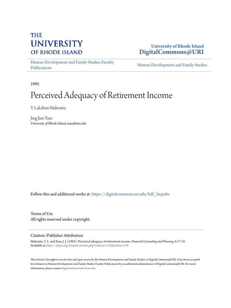 Perceived Adequacy of Retirement Income | PDF | Retirement | Pension