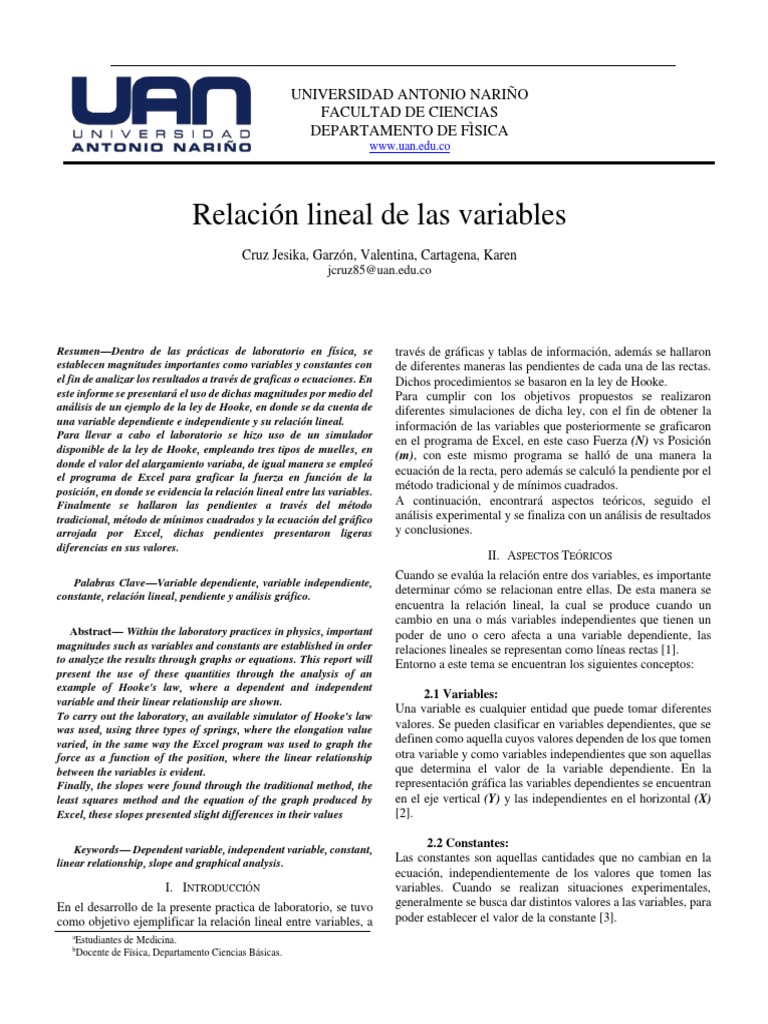 Análisis Gráfico de la Ley de Hooke | PDF | Mínimos cuadrados | Linealidad