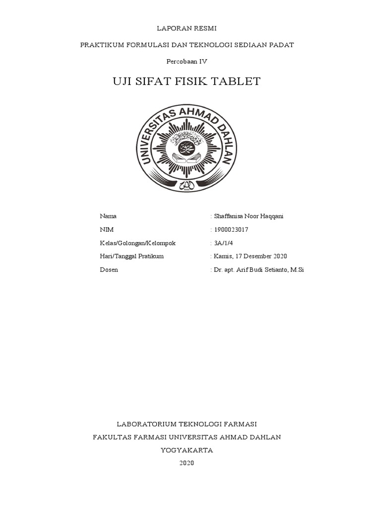 Uji Sifat Fisik Tablet | PDF