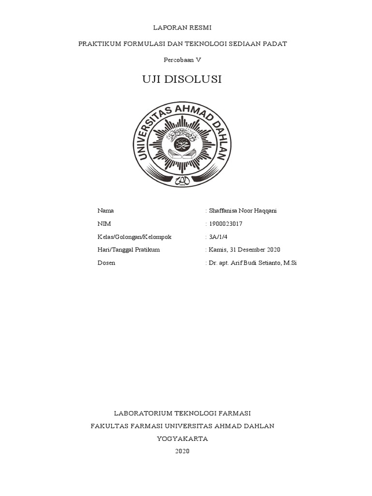 Metode Uji Disolusi Tablet Paracetamol | PDF