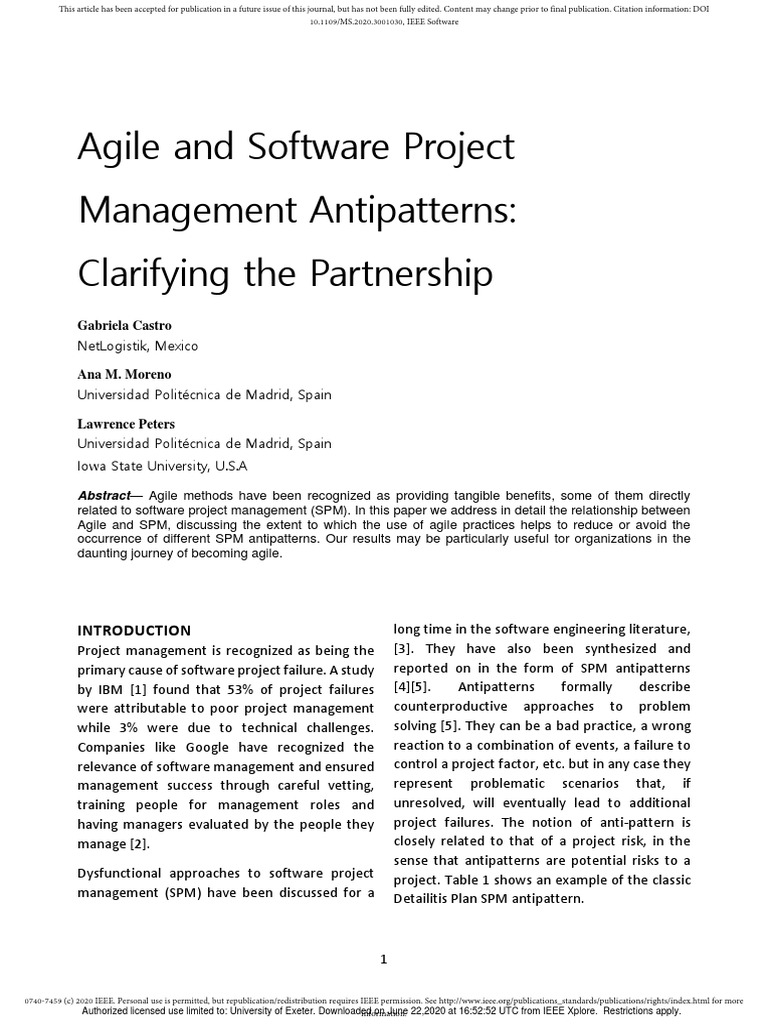 Agile and Software Project Management Antipatterns: Clarifying The ...