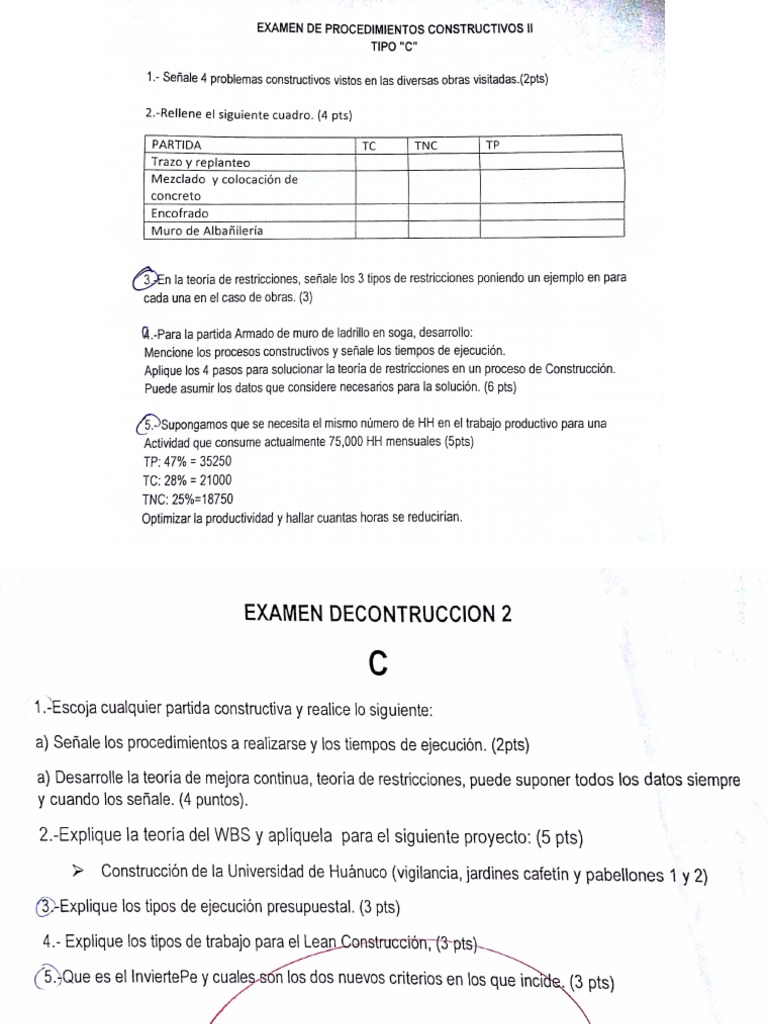 Construcción 2 Examenes | PDF