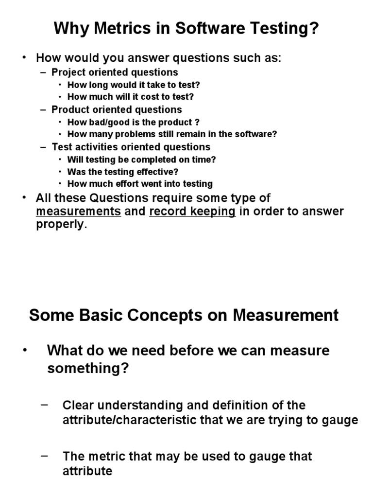 SWE3643 Metrics For Testing | PDF | Measurement | Software Testing