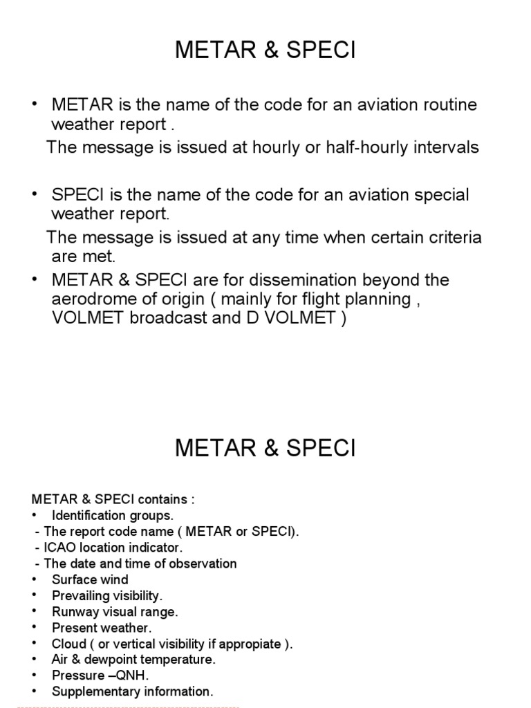 Metar and Speci Code | PDF | Meteorological Phenomena | Sky