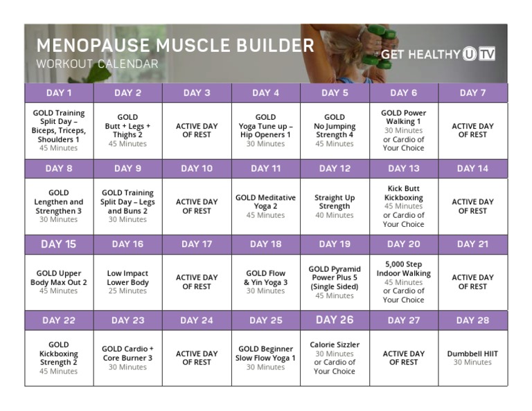 Menopause Muscle Builder: Workout Calendar | PDF | Musculoskeletal ...