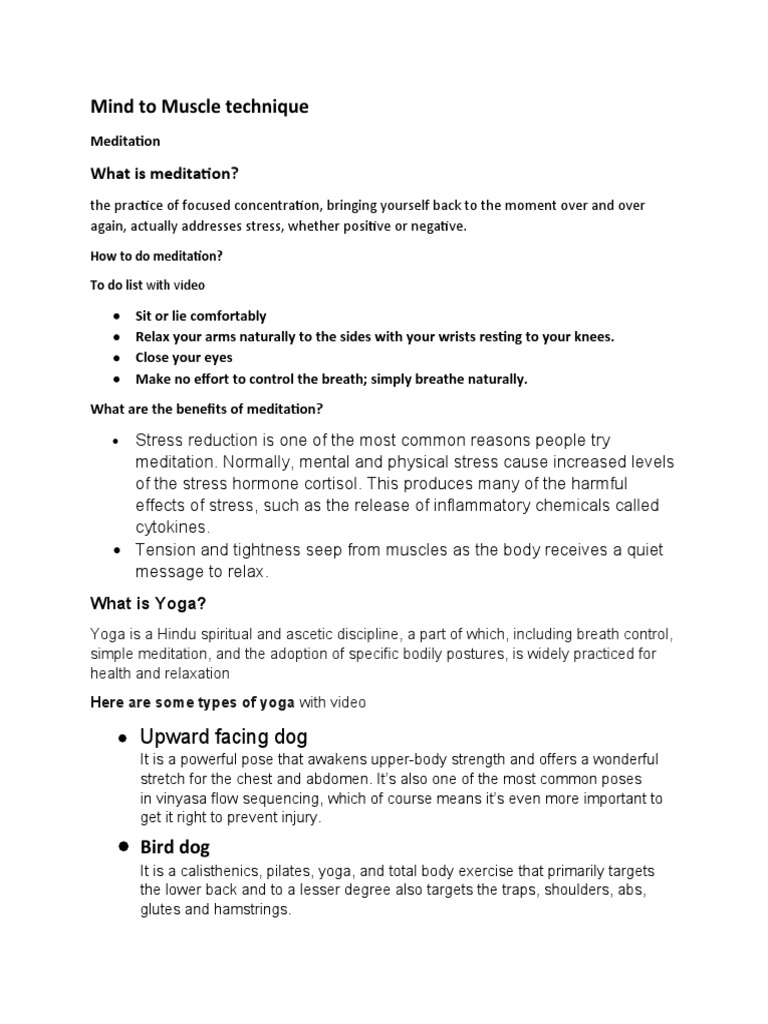 Pe Script Muscle To Mind | PDF | Relaxation (Psychology) | Meditation