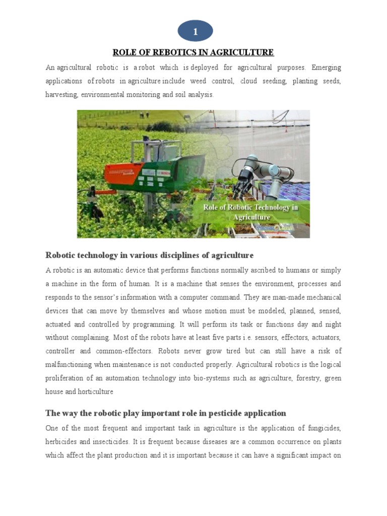 Role of Rebotics in Agriculture PDF | PDF | Agriculture | Pesticide