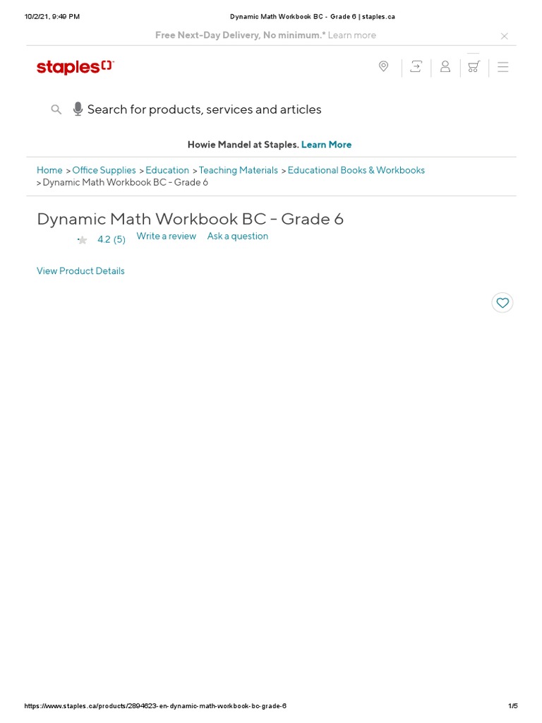 Dynamic Math Workbook BC - Grade 6 - Staples - Ca | Download Free PDF ...
