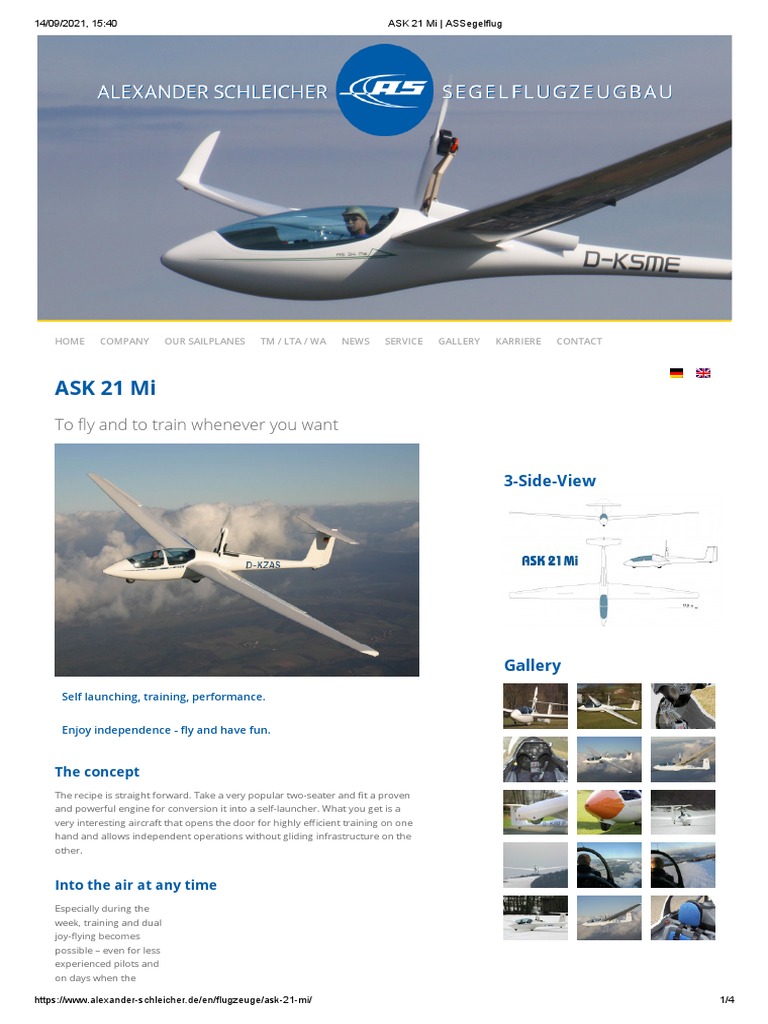 ASK 21 Mi: Versatile Self-Launching Glider | PDF | Gliding | Glider ...