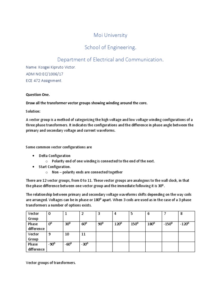 Transformer Vector Groups v1 | PDF | Transformer | Inductor