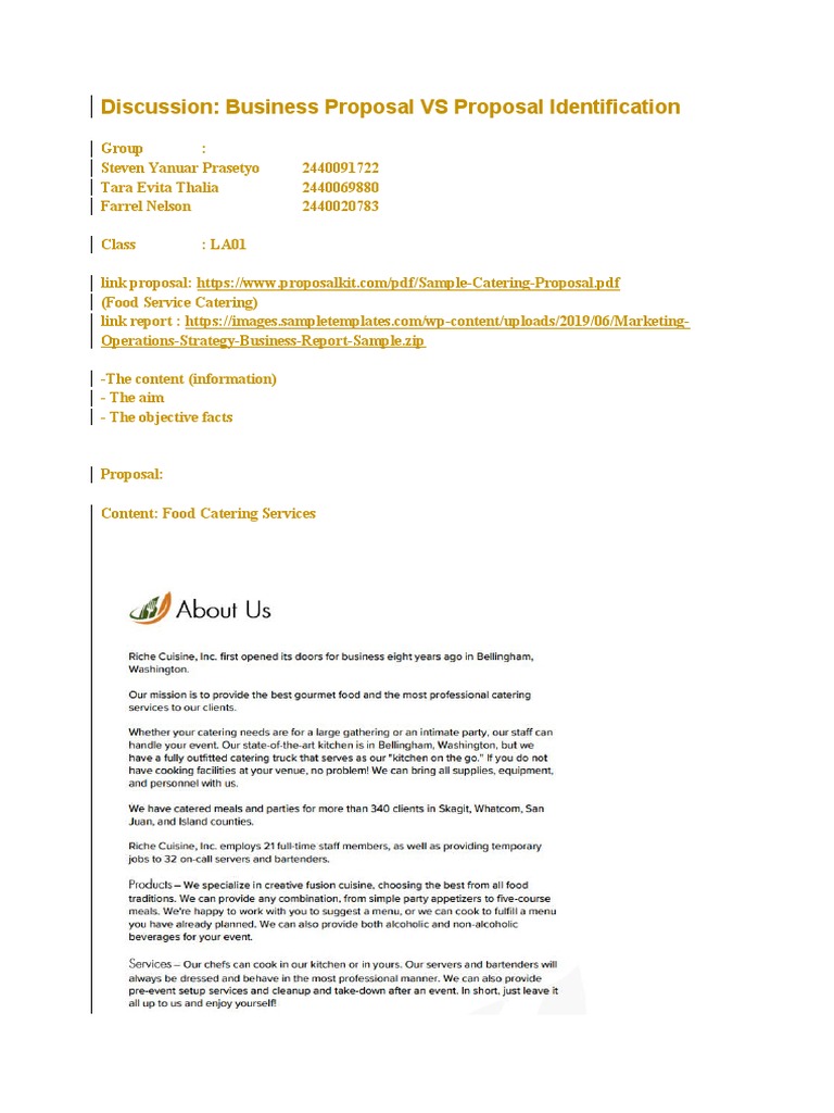 Business Proposal Vs Business Report | PDF
