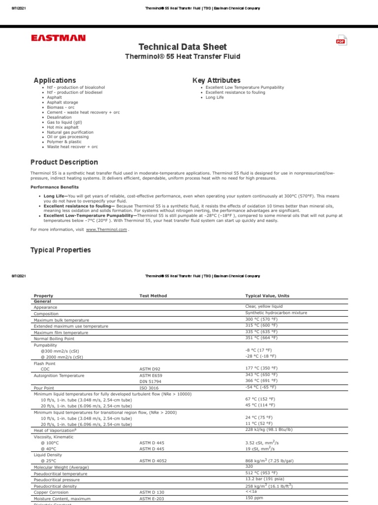 Therminol® 55 Heat Transfer Fluid - TDS - Eastman Chemical Company ...
