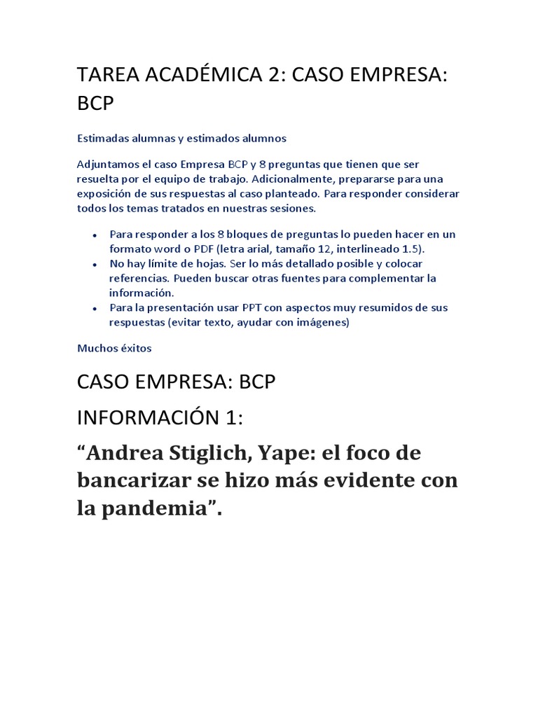 Caso BCP | Descargar gratis PDF | Tecnología financiera | Finanzas y administración del dinero