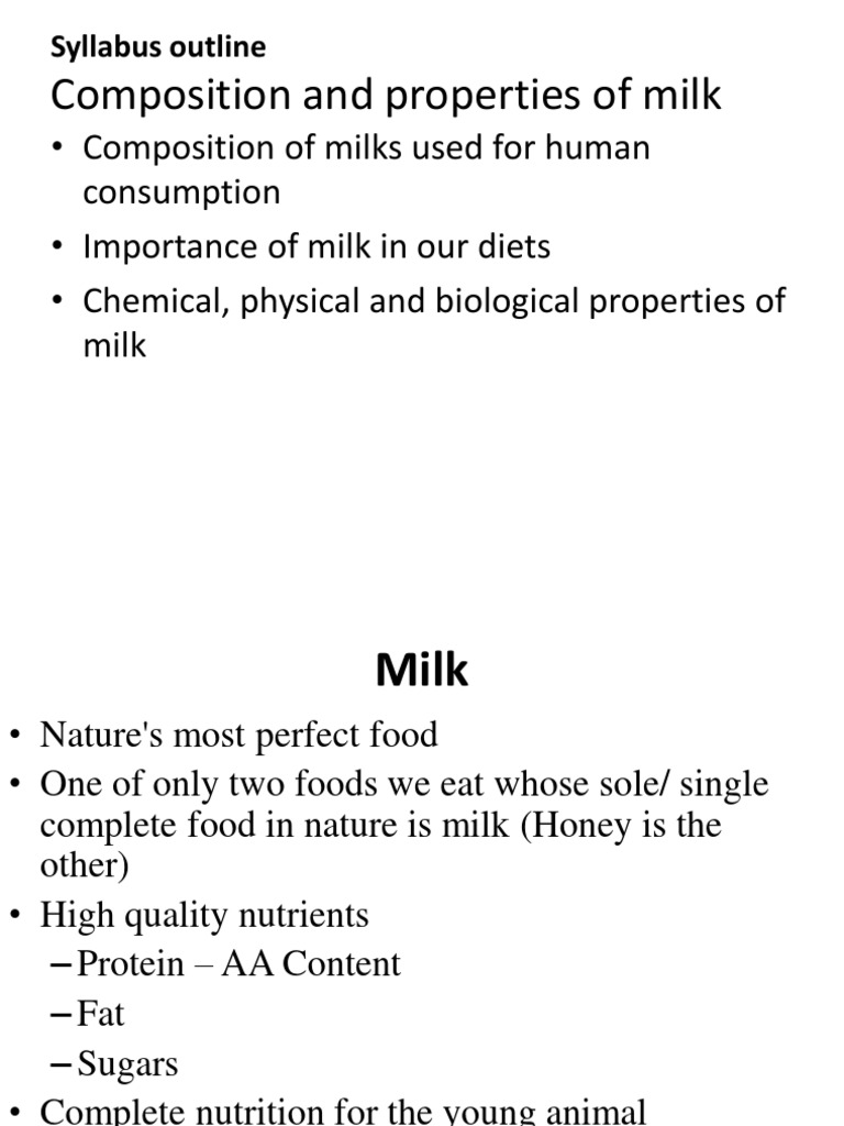 6th Lecture Composition and Properties of Milk | PDF | Milk | Carbohydrates