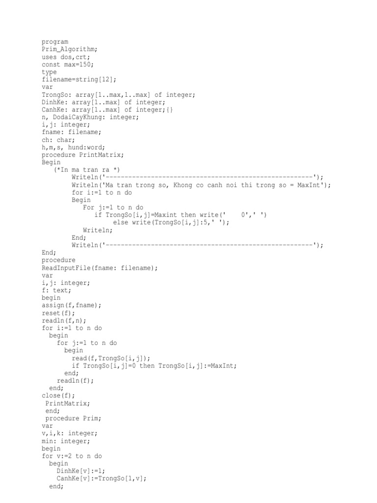 Thuattoan Prim | PDF | Computer Programming | Computer Data