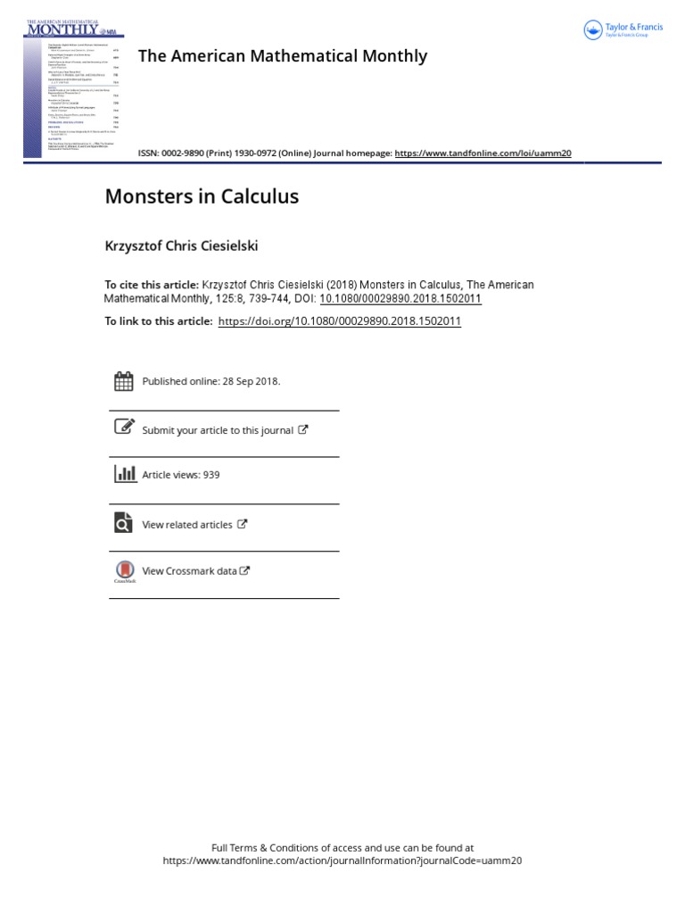 Differentiable Monsters in Calculus | PDF | Derivative | Continuous ...