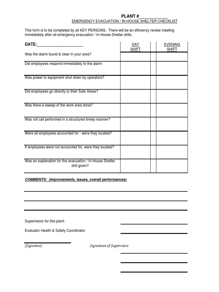Emergency Drill Checklist Template | PDF