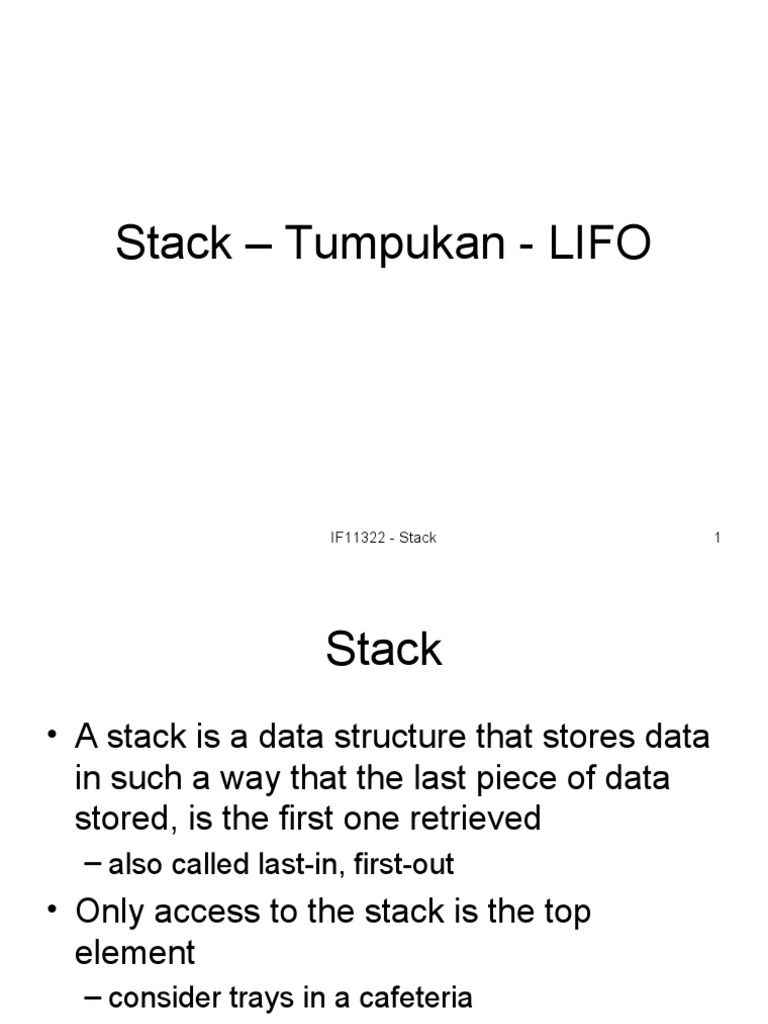 Stack - Tumpukan - LIFO | PDF | Array Data Structure | Computer Programming