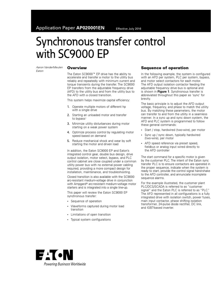 Synchronous Transfer Control With SC9000 EP: Application Paper ...