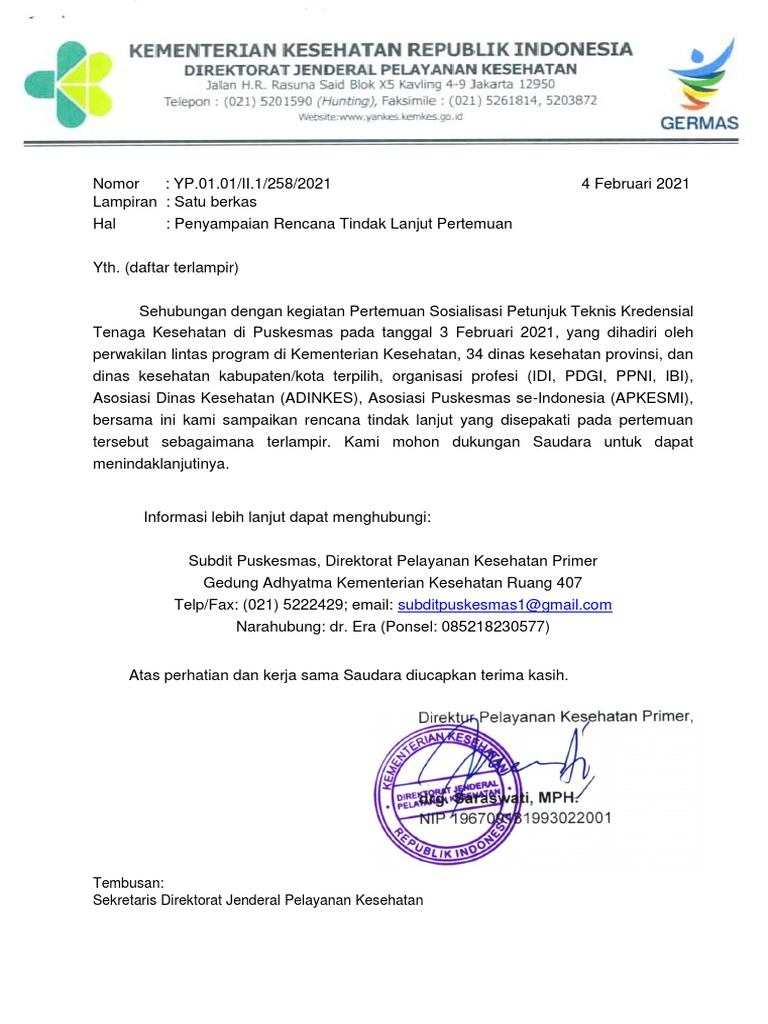 Surat Rencana Tindak Lanjut Pertemuan Kredensial Tenaga Kesehatan Di ... Surat Rencana Tindak Lanjut Pertemuan Kredensial Tenaga Kesehatan Di ...
